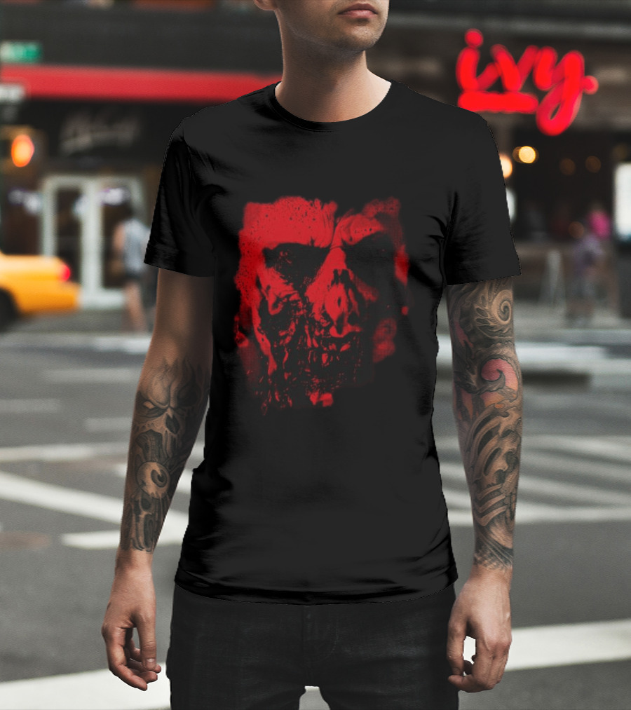 Heavy Spoilers Shop Infected Skull Horror Face T-Shirt