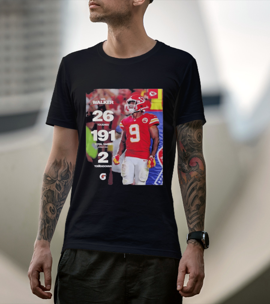 Ken Walker Kansas City Chiefs Career High 26 Touches 191 Total Yards 2 Touchdowns T-Shirt
