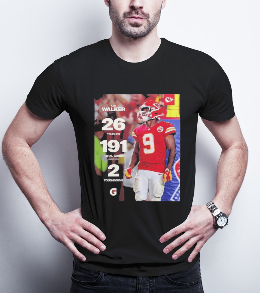 Ken Walker Kansas City Chiefs Career High 26 Touches 191 Total Yards 2 Touchdowns T-Shirt