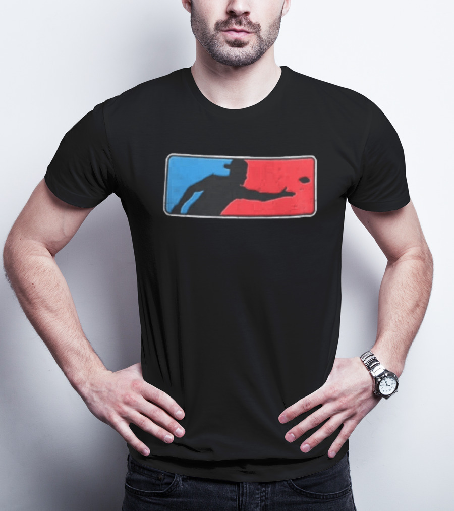 Distressed Red Blue Disc Golf Throwing Silhouette Sports Ultimate T-Shirt