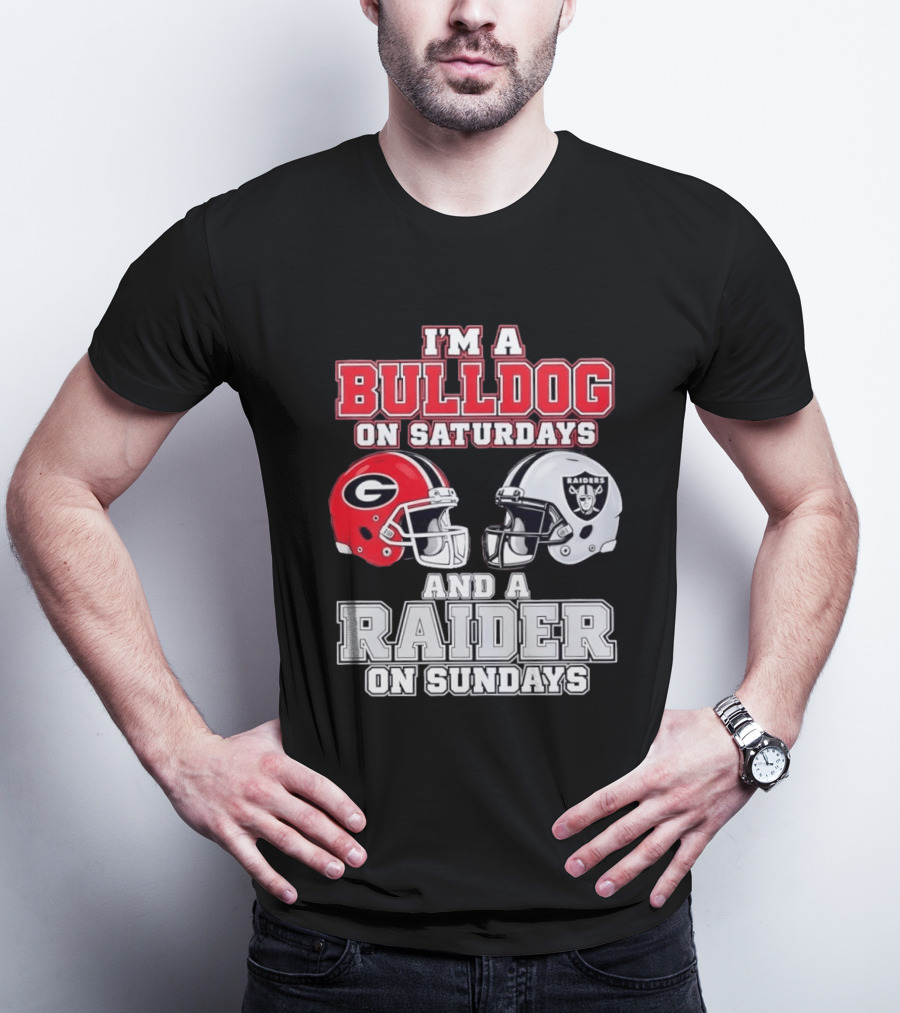 I'm A Bulldog On Saturdays And A Raider On Sundays Georgia G Helmet Raiders Helmet T-Shirt