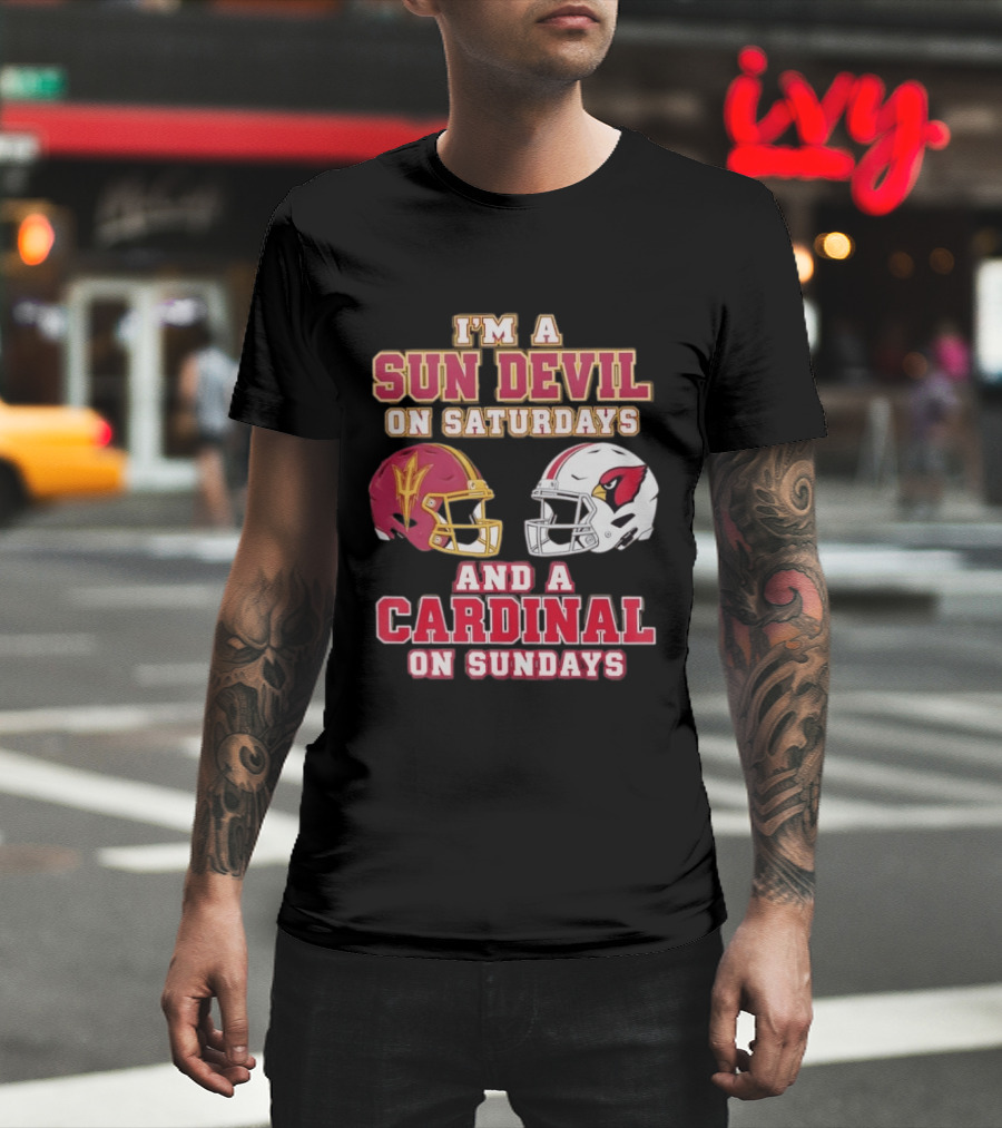 I'm A Sun Devil On Saturdays And A Cardinal On Sundays Helmet T-Shirt