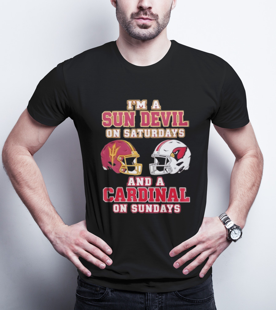 I'm A Sun Devil On Saturdays And A Cardinal On Sundays Helmet T-Shirt