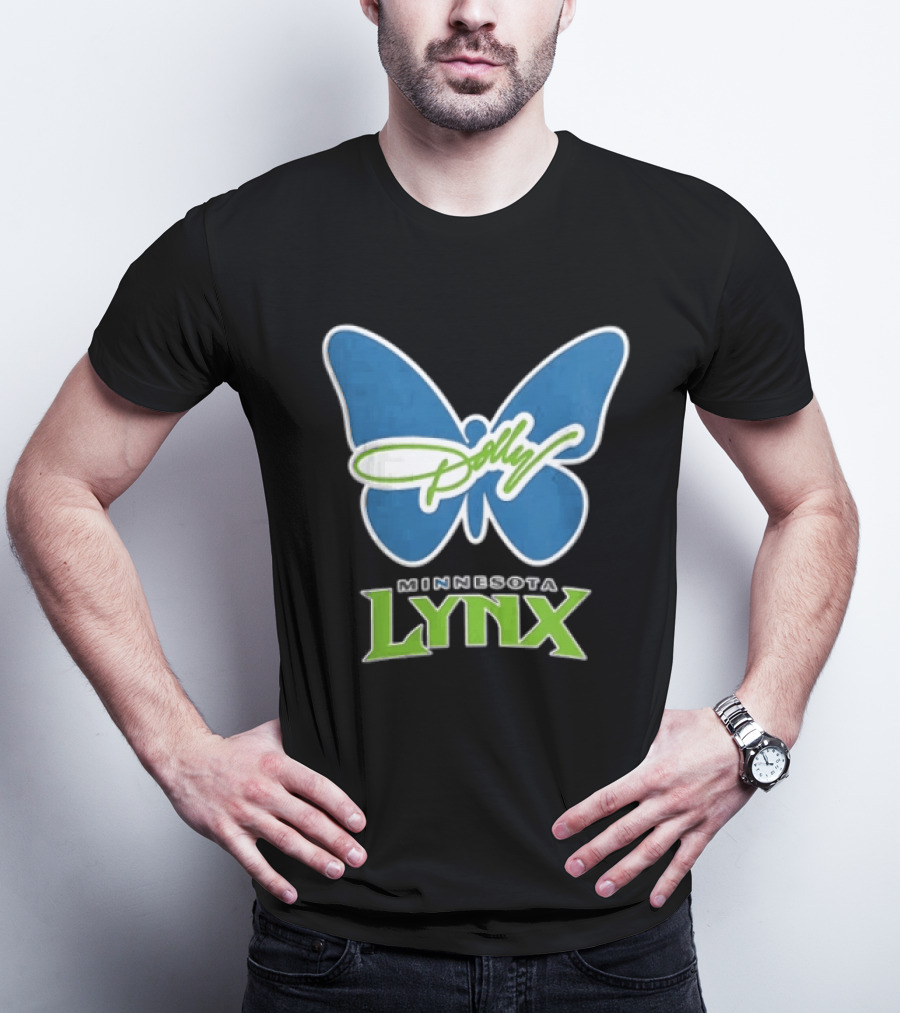 Minnesota Lynx WNBA Blue Butterfly Dolly Green Script T-Shirt