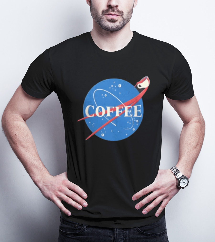 Nasa Coffee Meatball Spilling Cup Orbit Beans Distressed T-Shirt