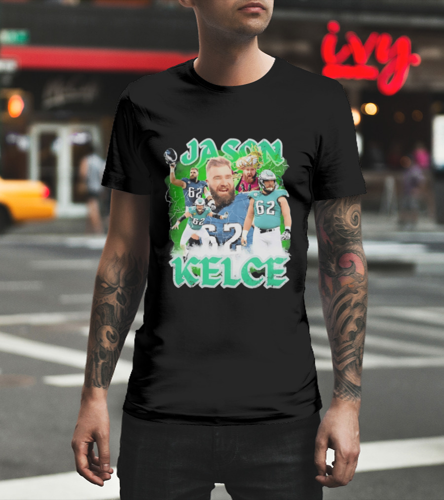Jason Kelce 62 Philadelphia Eagles Vintage Style Football Fan T-Shirt