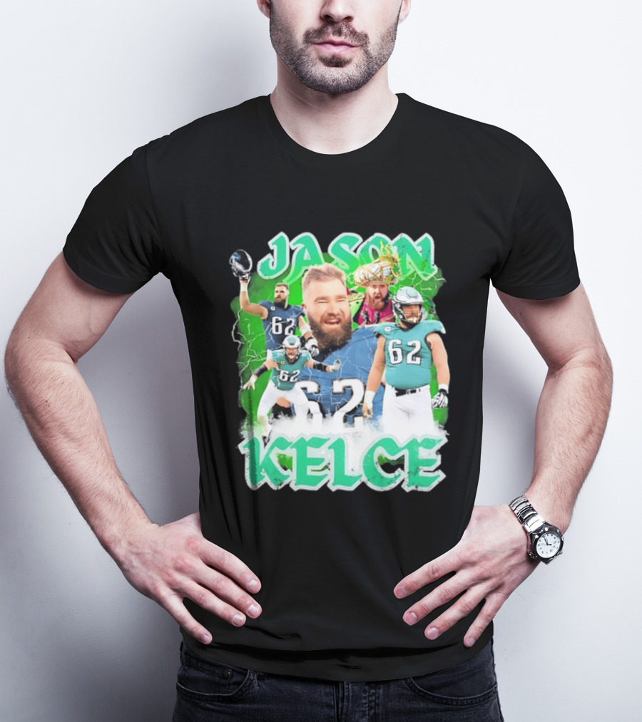 Jason Kelce 62 Philadelphia Eagles Vintage Style Football Fan T-Shirt