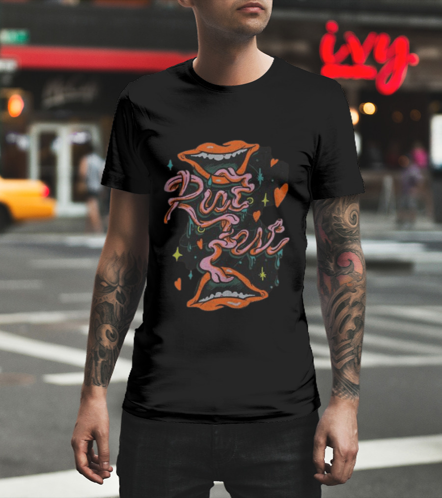 Riot 2026 Tongue Tied Lineup Graphic With Mouths And Hearts T-Shirt