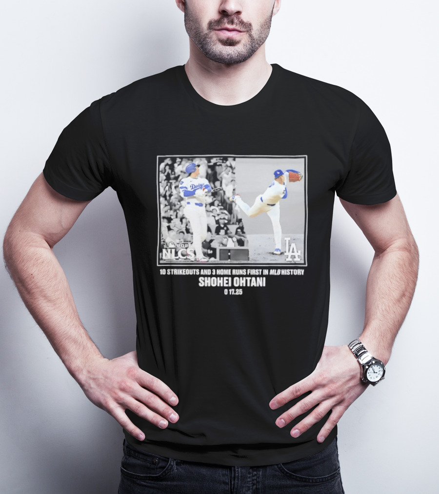 Shohei Ohtani Los Angeles Dodgers 2025 NLCS 10 Strikeouts 3 Home Runs MLB History T-Shirt