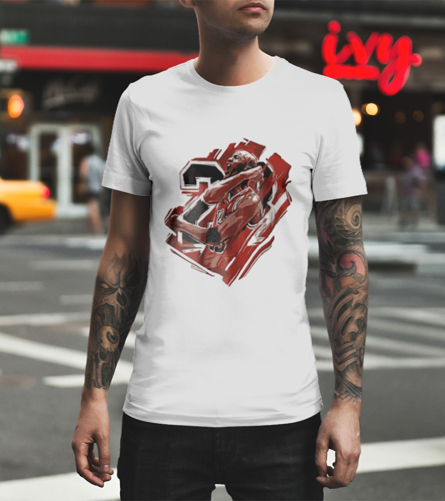 Basketball Player Number 23 Celebration Red Brushstrokes T-Shirt