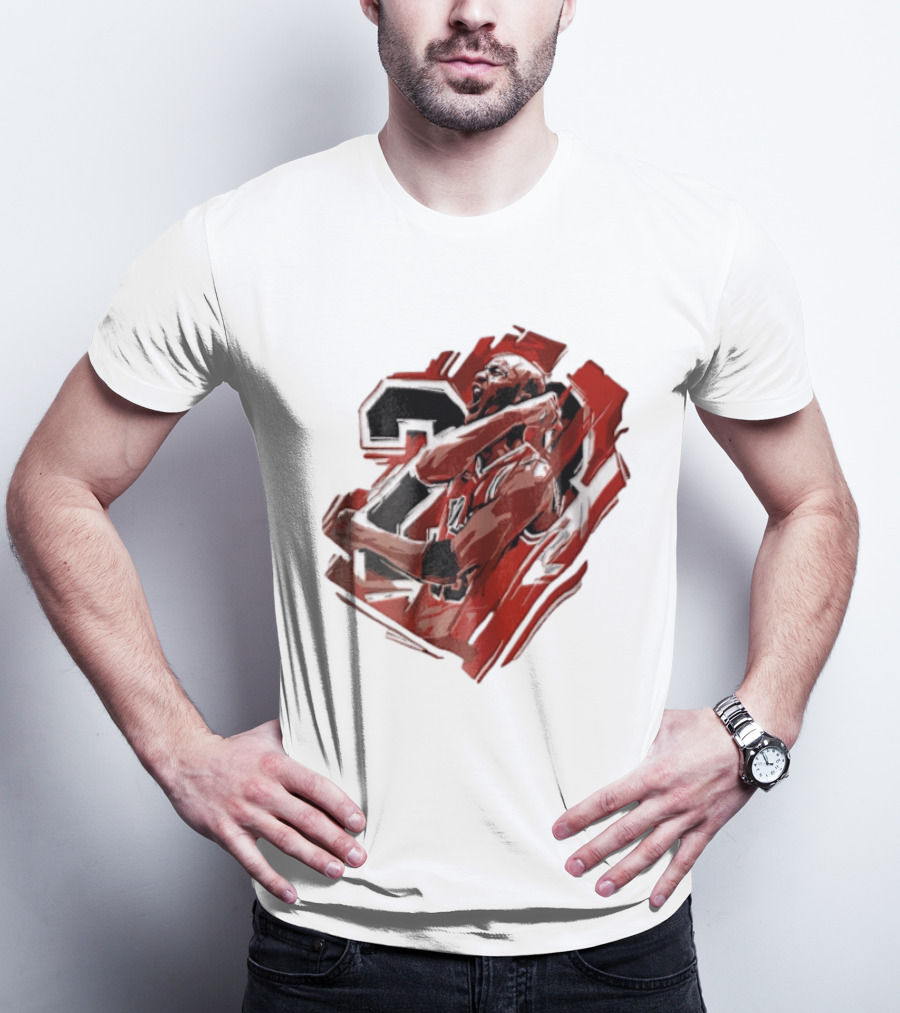 Basketball Player Number 23 Celebration Red Brushstrokes T-Shirt