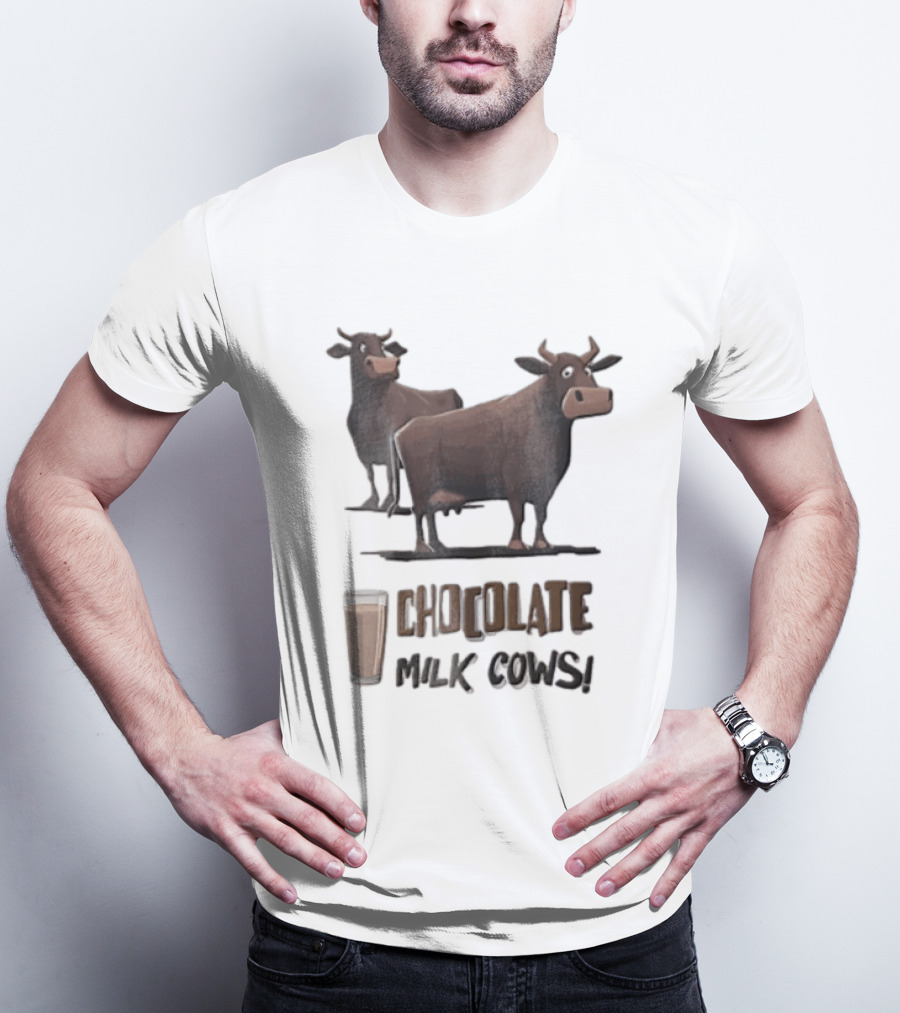 Brown Cartoon Cattle Chocolate Milk Cows Two Standing Glass Cup T-Shirt