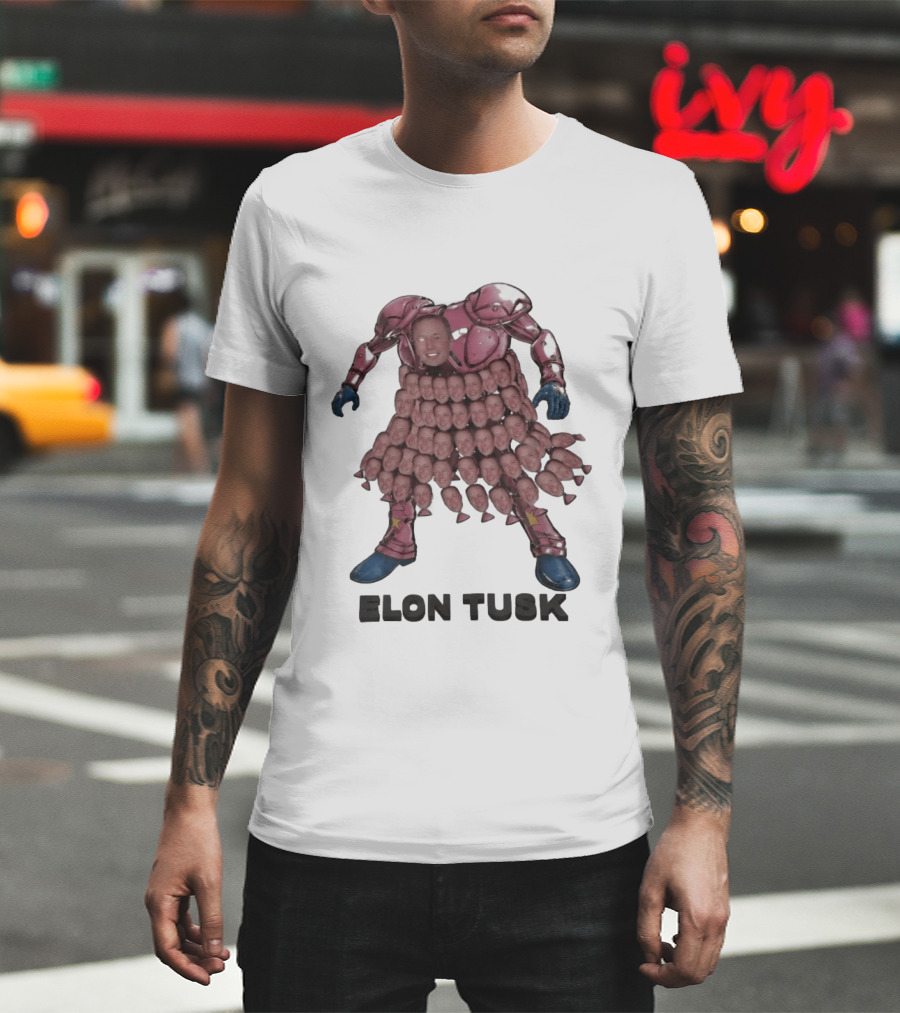 Elon Tusk Bootleg Collage Meme Unique Robot Face Fusion T-Shirt