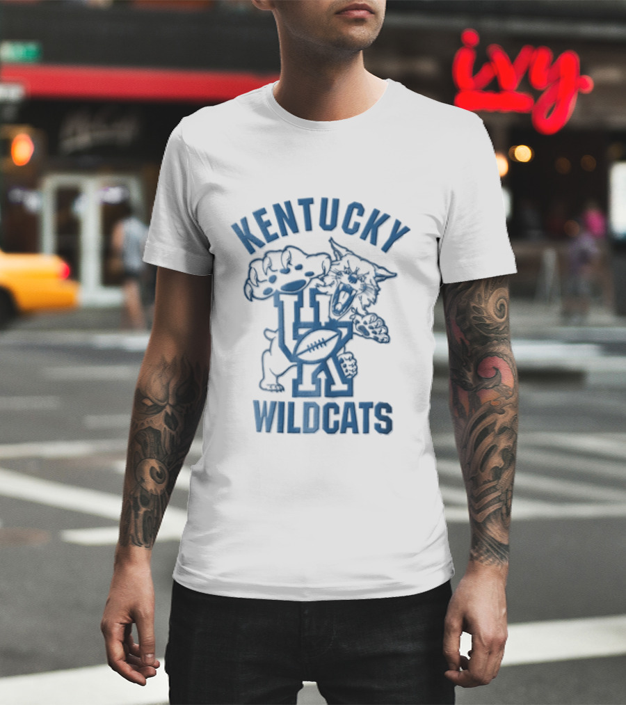 Kentucky Wildcats Roaring Big Paw Monogram UK Football T-Shirt