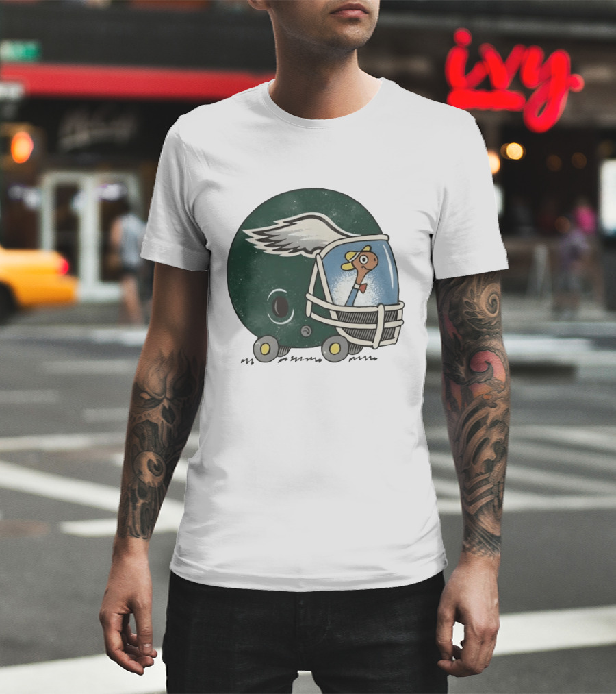 Philadelphia Eagles Worm Inside Football Helmet Sports Humor T-Shirt