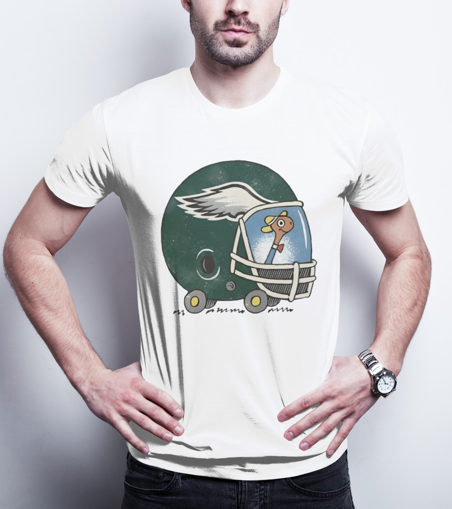 Philadelphia Eagles Worm Inside Football Helmet Sports Humor T-Shirt