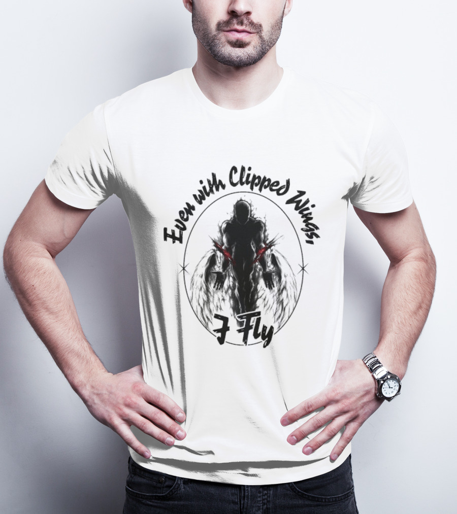 Even With Clipped Wings I Fly Dark Silhouette And Red Eyes T-Shirt