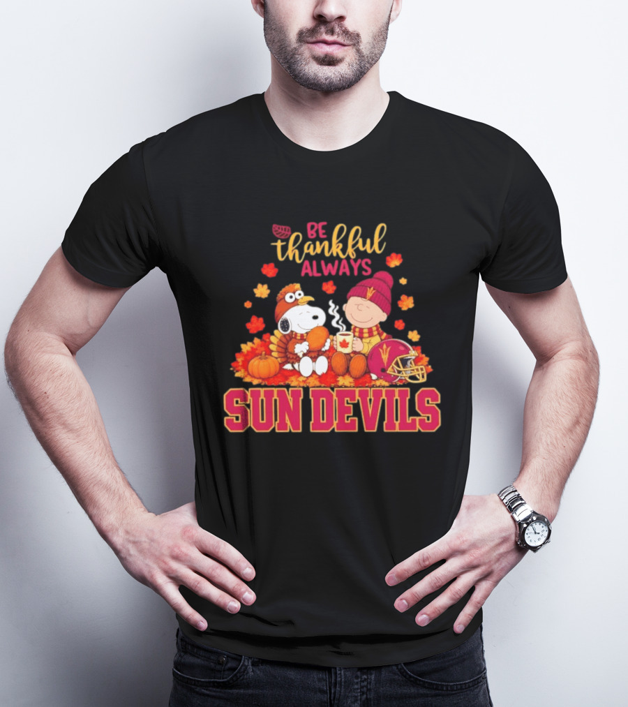 Be Thankful Always Snoopy And Charlie Brown With Sun Devils Fans T-Shirt