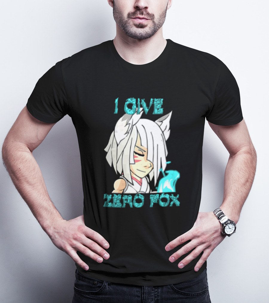I Give Zero Fox White Hair Kitsune Blue Flame T-Shirt
