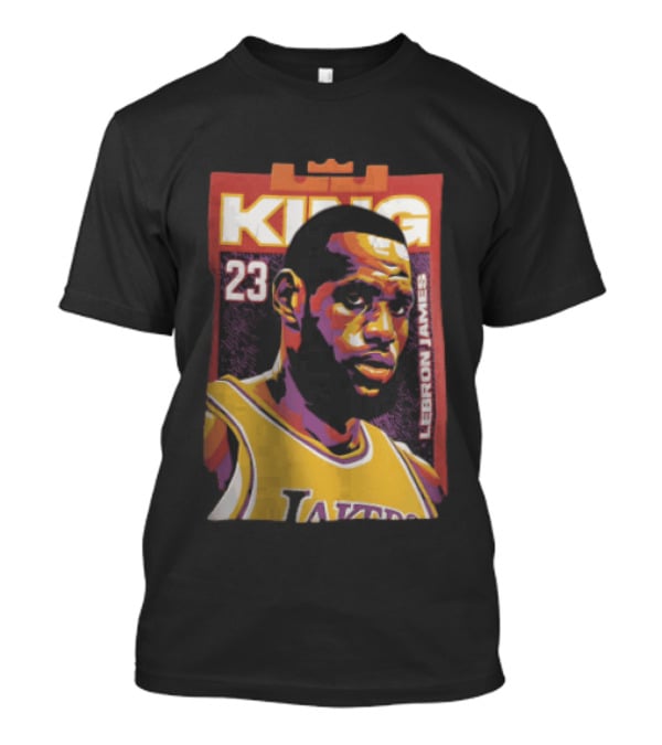 Los Angeles Lakers King 23 LeBron James NBA Pop Vector T-Shirt