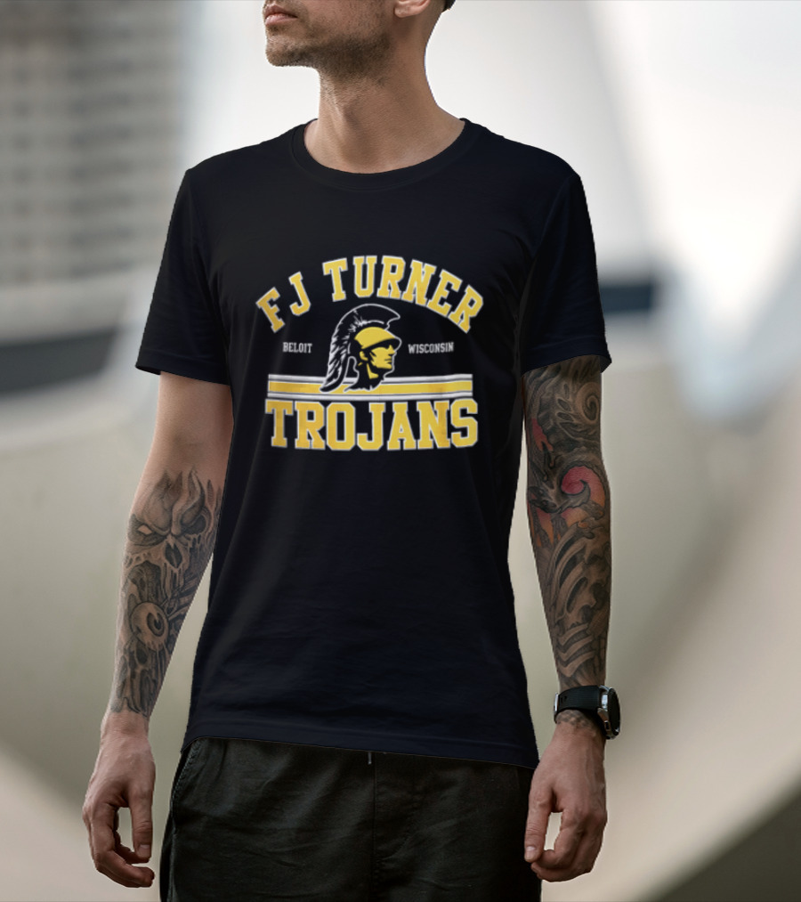FJ Turner Trojans Beloit Wisconsin Crested Helmet Profile Head T-Shirt