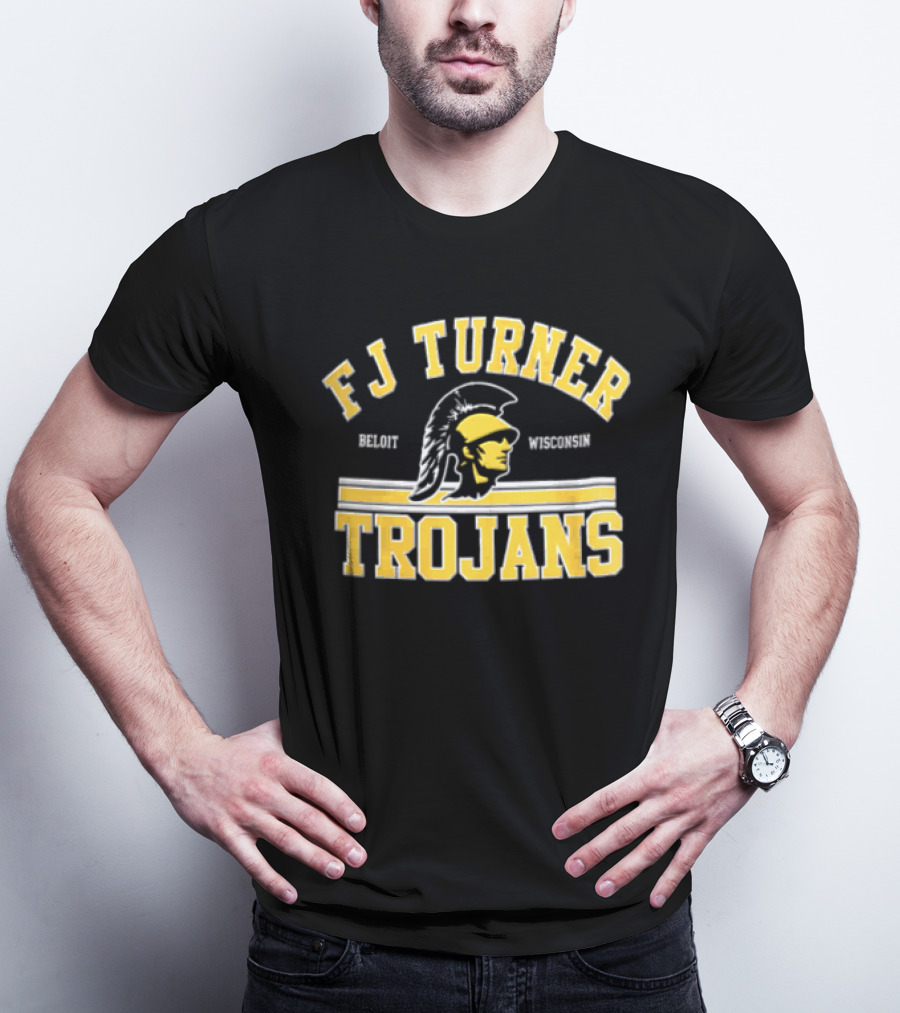 FJ Turner Trojans Beloit Wisconsin Crested Helmet Profile Head T-Shirt