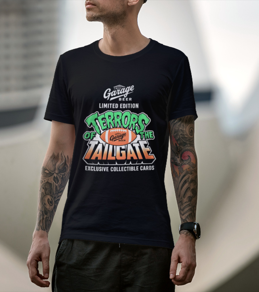 Garage Beer Limited Edition Terrors Of The Tailgate Exclusive Collectible Cards Football T-Shirt