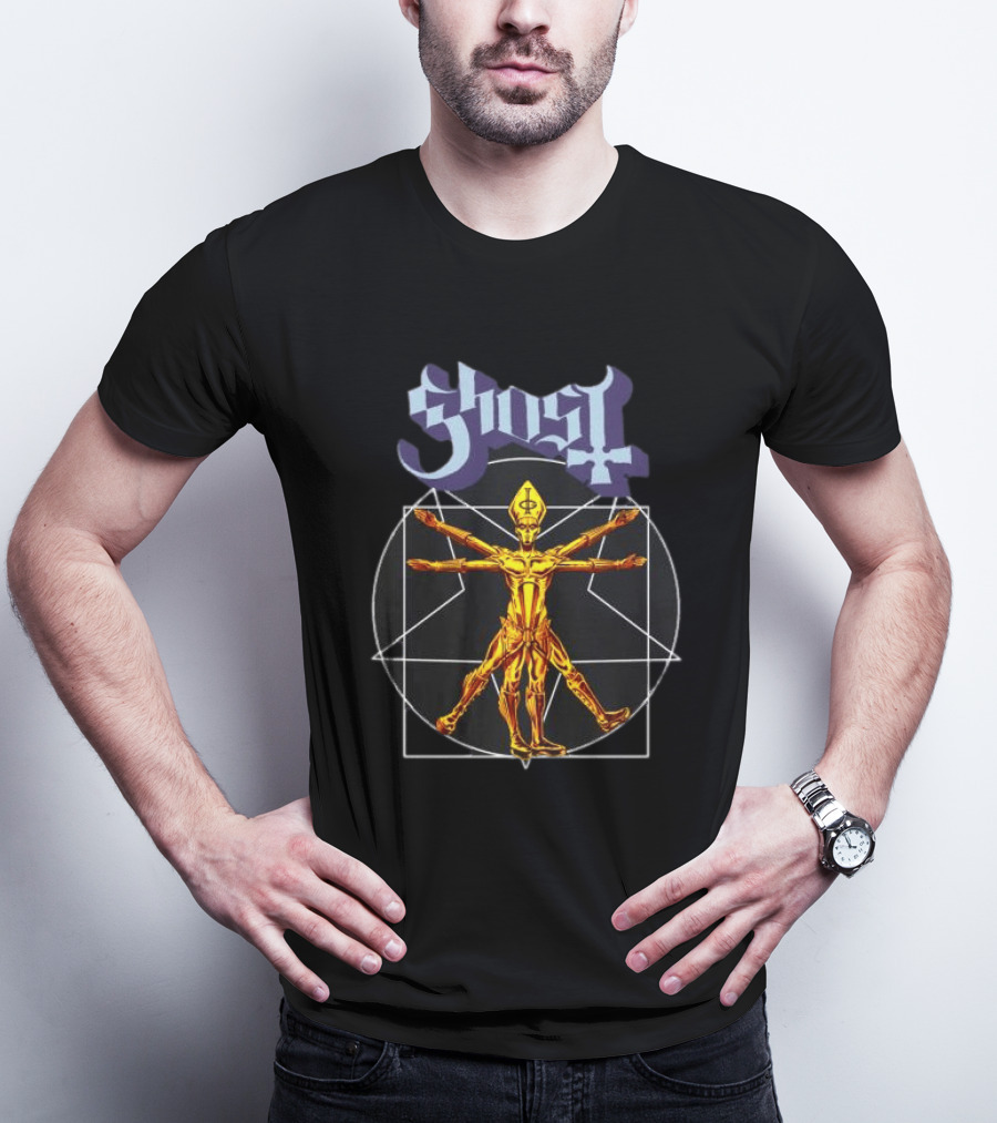 Ghost Store Popestar Vitruvian Man Design Black T-Shirt