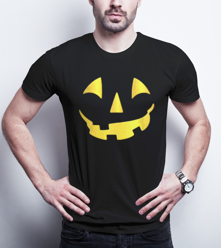 Glowing Metallic Gold Jack O Lantern Pumpkin Face T-Shirt
