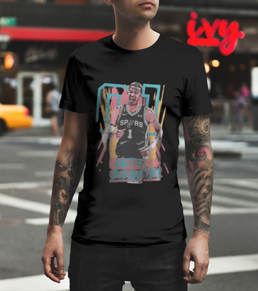 San Antonio Spurs Victor Wembanyama Screaming Player Photo Bootleg NBA T-Shirt