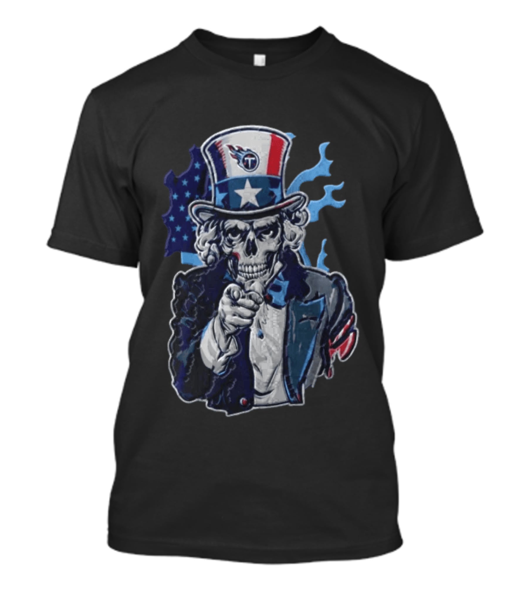 Tennessee Titans Skeleton Uncle Sam Pointing Patriotic American Flag T-Shirt