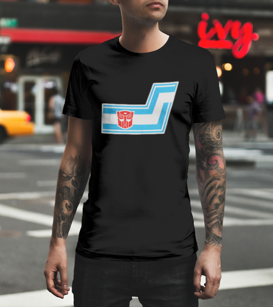 Transformers Autobots Red Insignia Blue White Racing Stripes Chevron Stickers T-Shirt