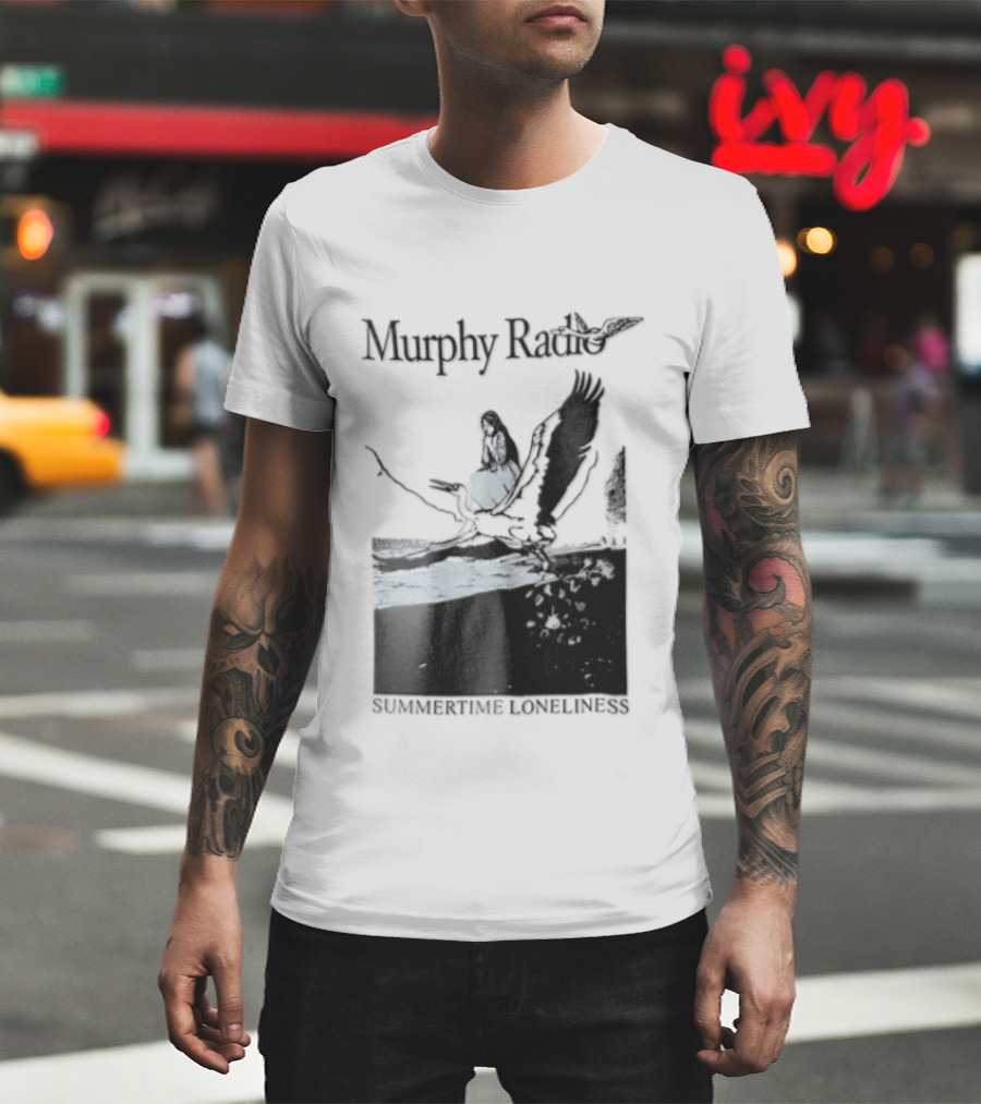 Murphy Radio Summertime Loneliness Woman On Flying Crane At Shore Line T-Shirt