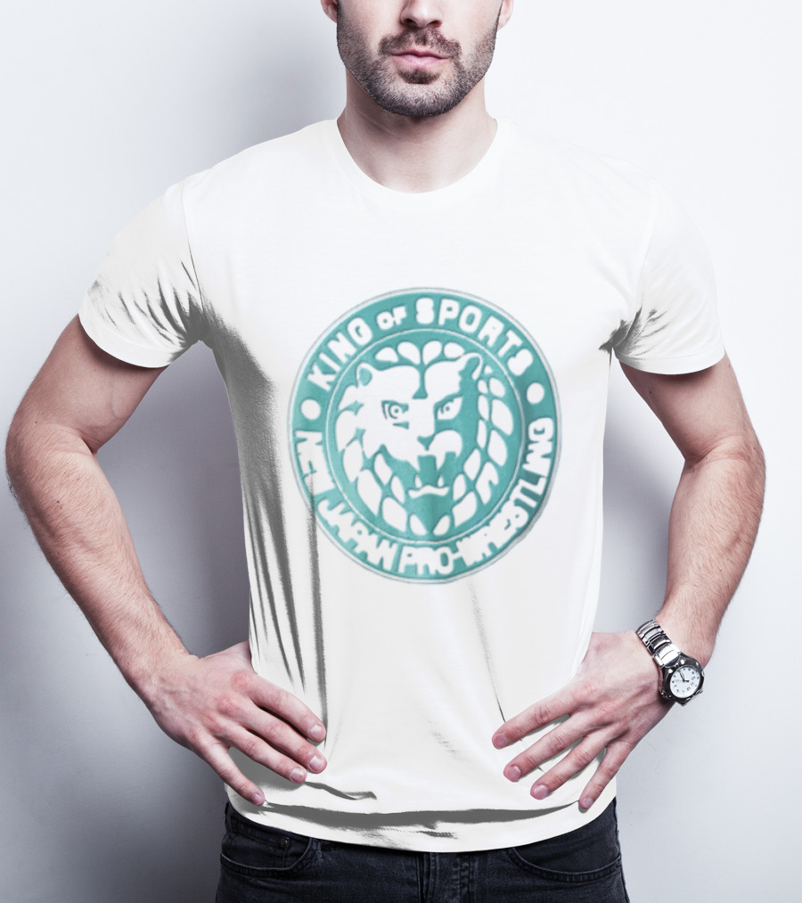 New Japan Pro Wrestling King Of Sports Teal Circular Lion Head T-Shirt