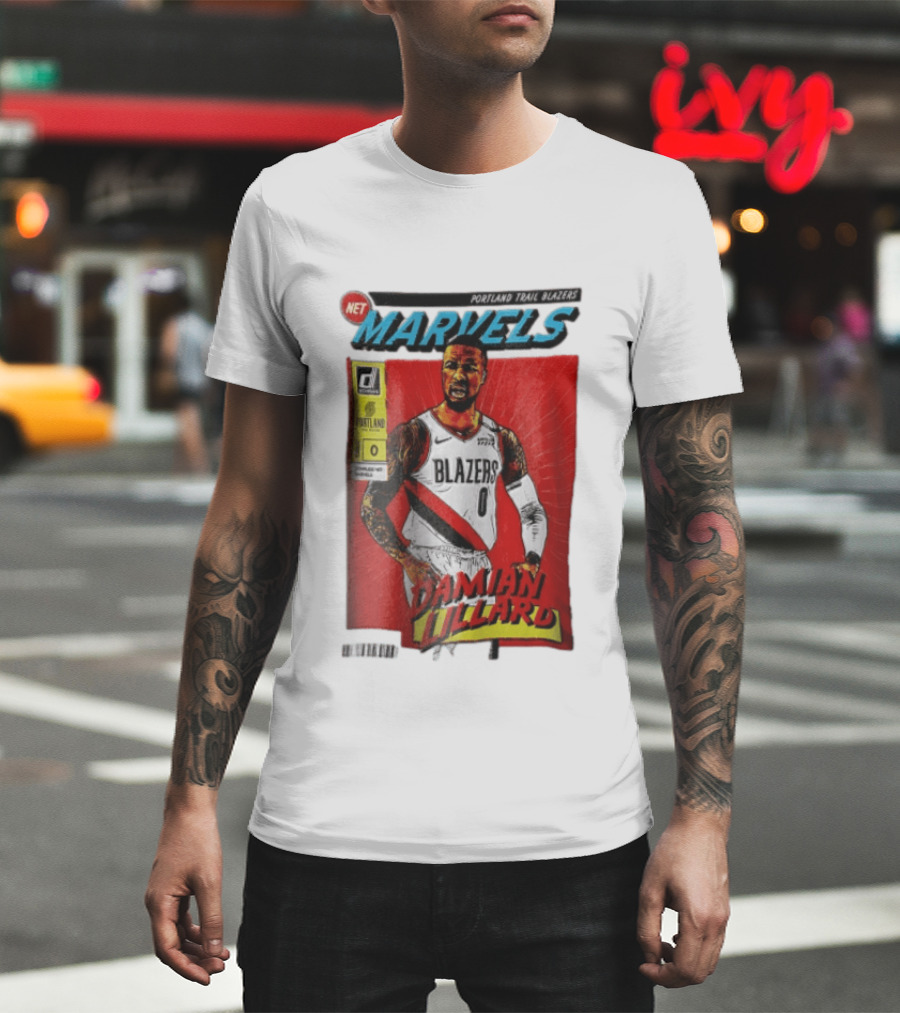 Portland Trail Blazers Net Marvels Damian Lillard Comic Cover NBA Issue 0 Halftone T-Shirt