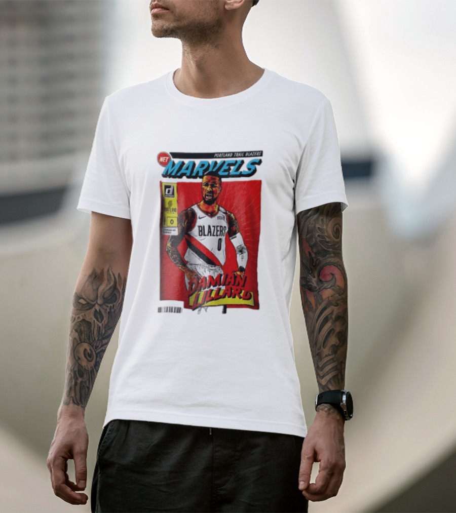 Portland Trail Blazers Net Marvels Damian Lillard Comic Cover NBA Issue 0 Halftone T-Shirt
