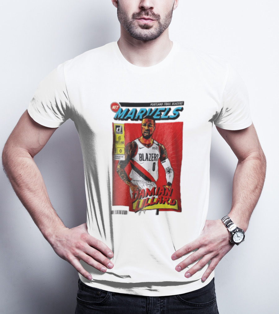Portland Trail Blazers Net Marvels Damian Lillard Comic Cover NBA Issue 0 Halftone T-Shirt