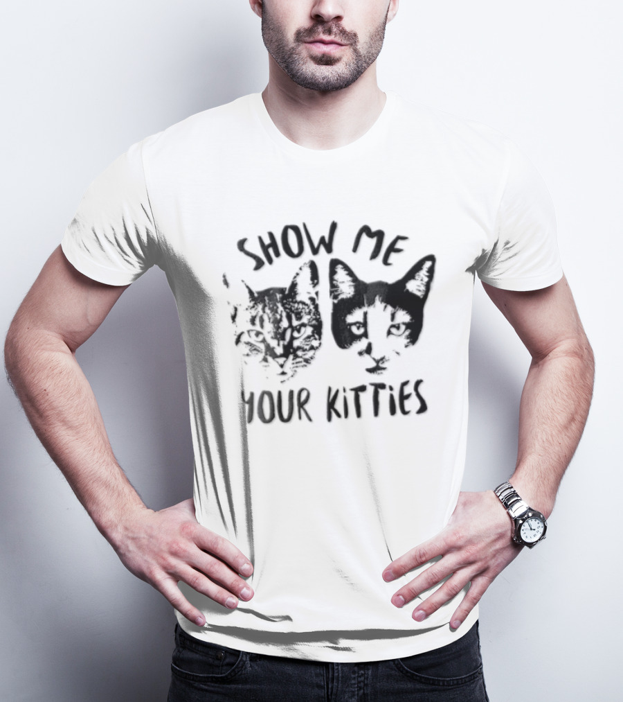 Show Me Your Kitties Tabby Tuxedo Cat Heads T-Shirt