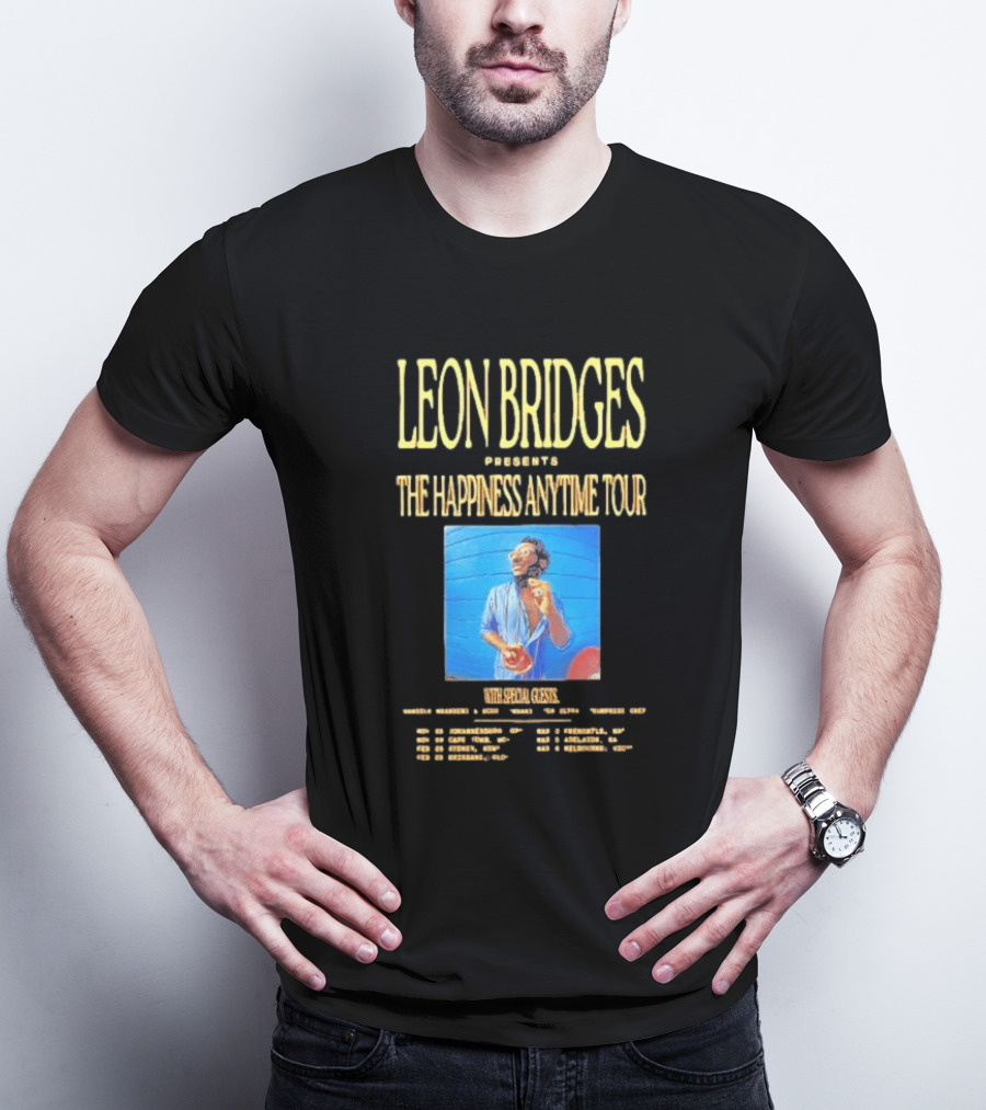 Leon Bridges Presents The Happiness Anytime Tour 2026 With Special Guests Tour Dates Chicago Los Angeles Atlanta T-Shirt
