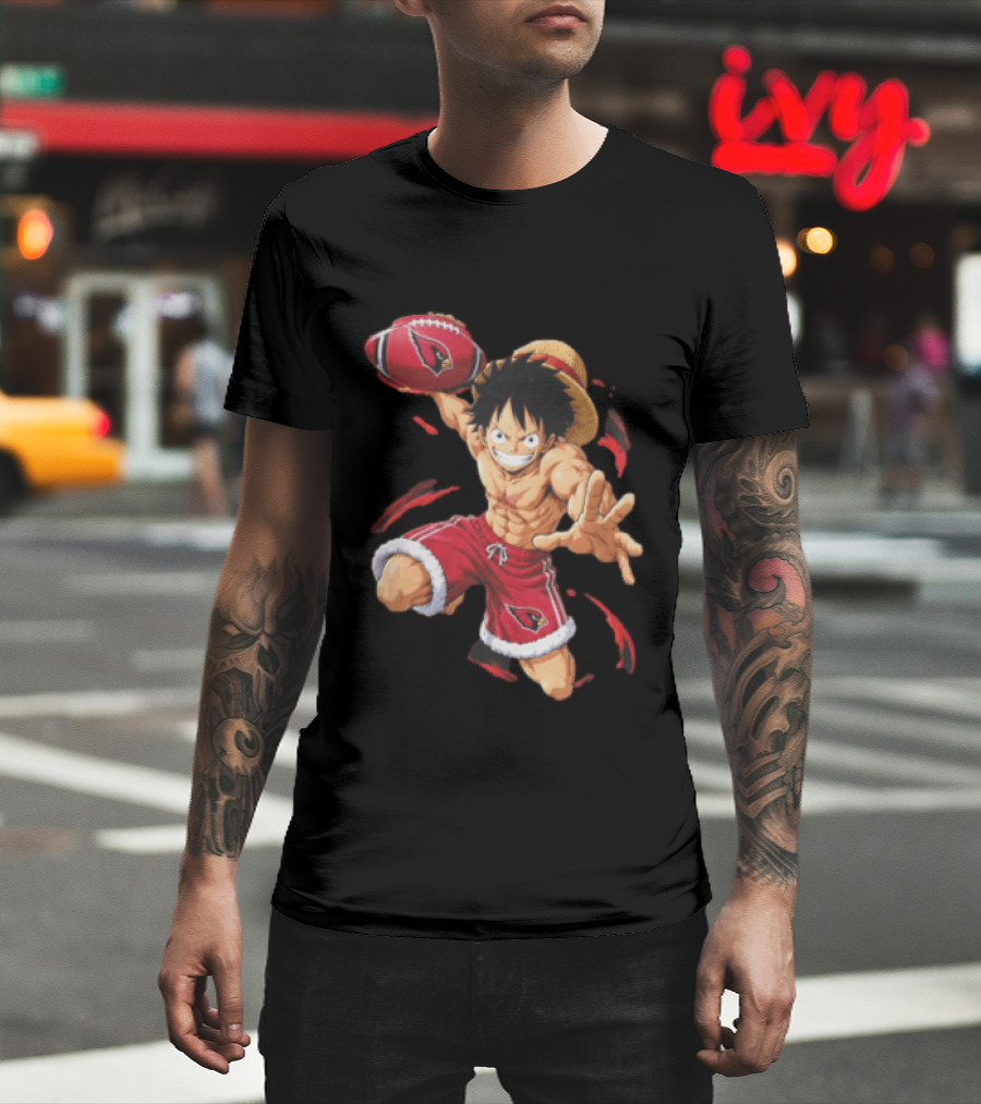 Arizona Cardinals Straw Hat Anime Football Player Action T-Shirt
