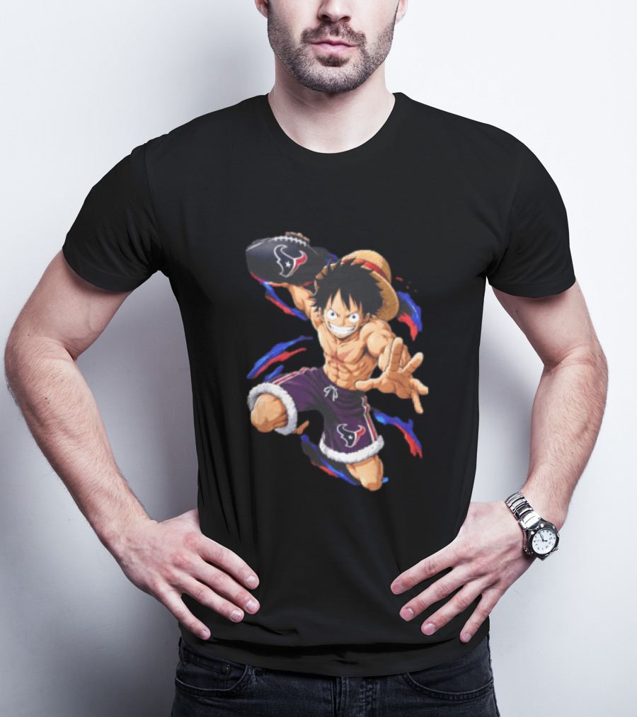 Anime Luffy Houston Texans Football Fan T-Shirt