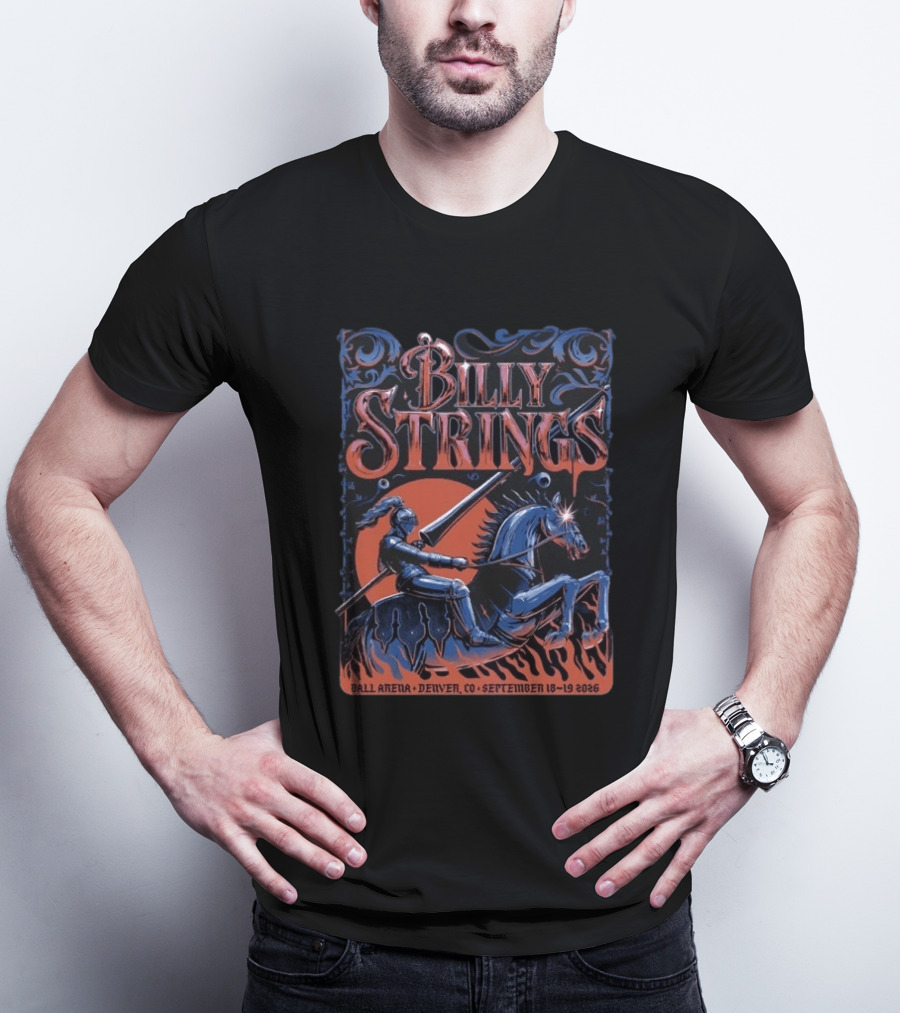 Billy Strings Ball Arena Denver CO September 18 19 2026 Lewy Jones Knight On Horseback T-Shirt