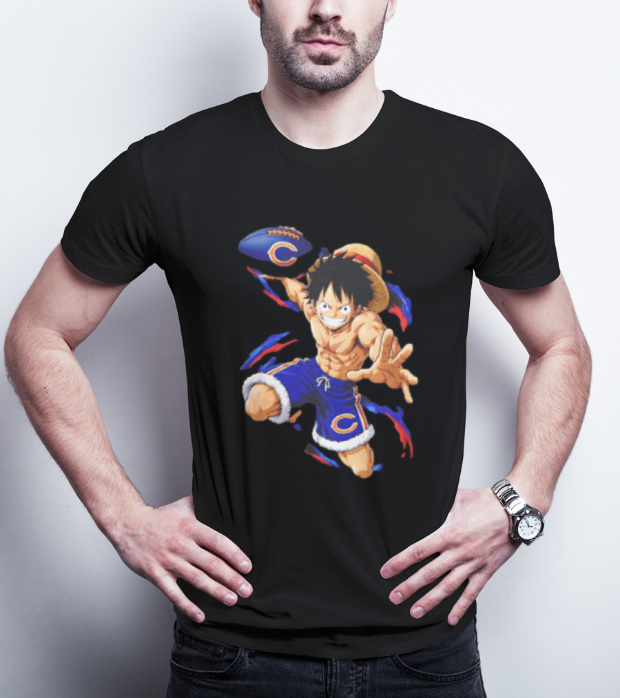 Chicago Bears Straw Hat Pirate Football Anime Crossover Adventures T-Shirt
