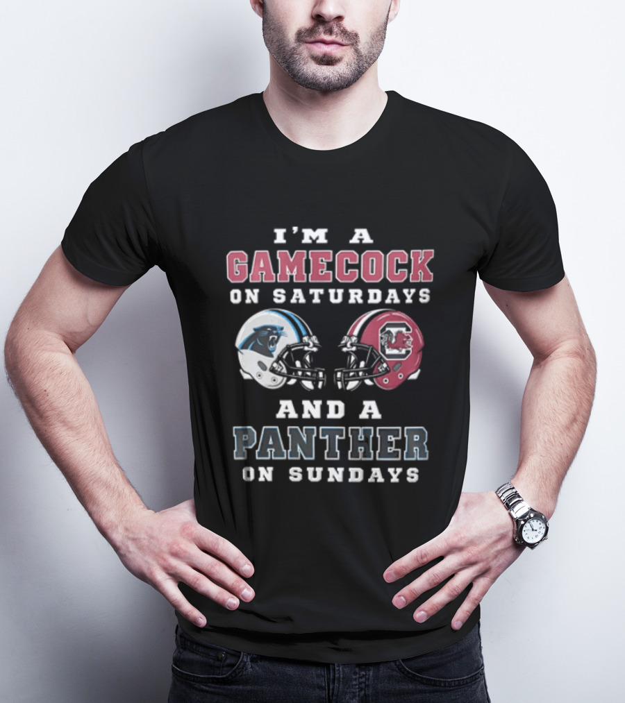 I'm A Gamecock On Saturdays And A Panther On Sundays Football Helmet T-Shirt