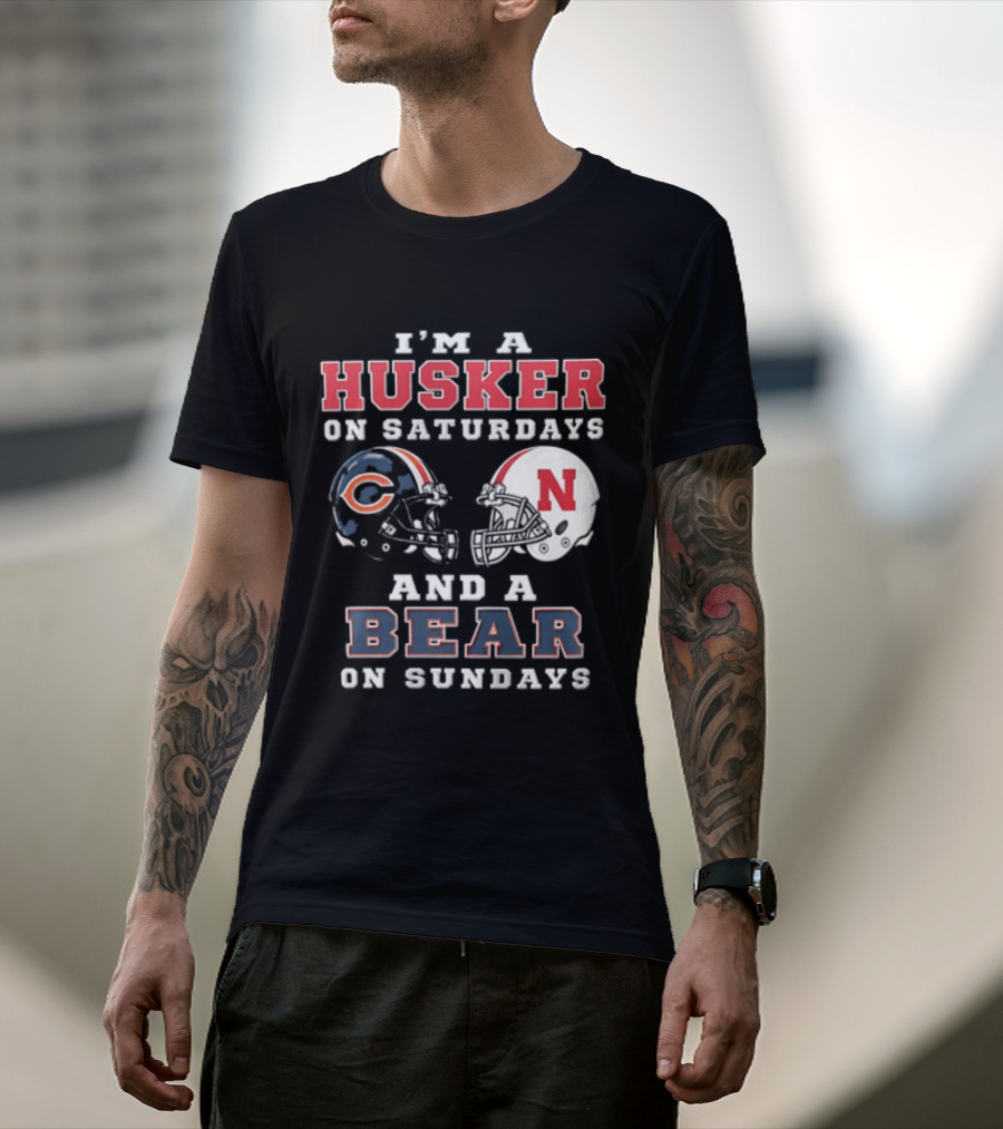 Nebraska Cornhuskers Saturdays Chicago Bears Sundays Sports Fan Gear T-Shirt