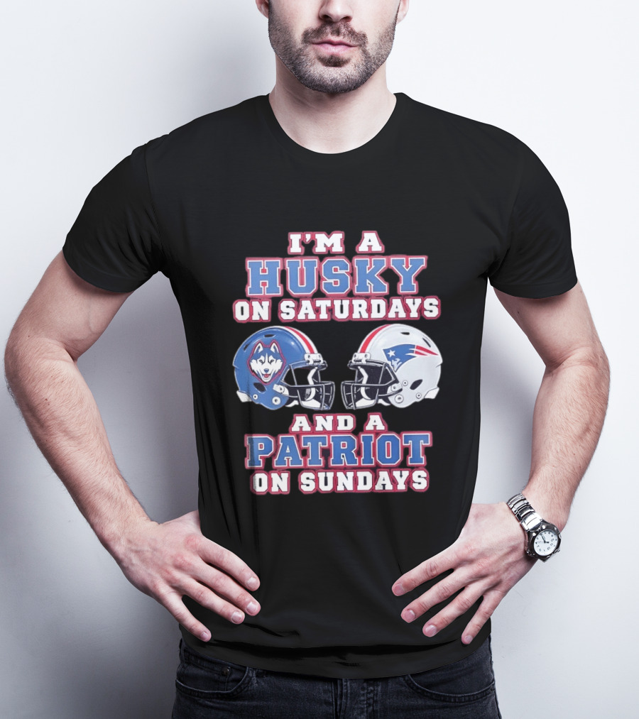 I'm A Husky On Saturdays And A Patriot On Sundays Football Helmets T-Shirt