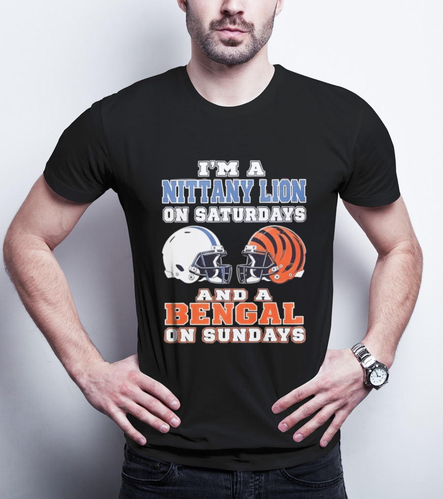 Nittany Lion On Saturdays Bengal On Sundays Football Fan Helmets T-Shirt