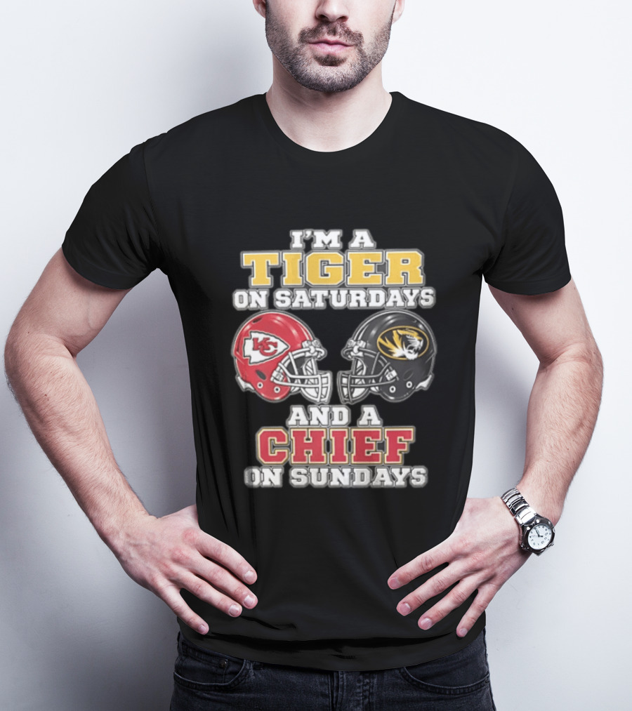 I'm A Tiger On Saturdays On And A Chief On Sundays Kansas City Missouri T-Shirt