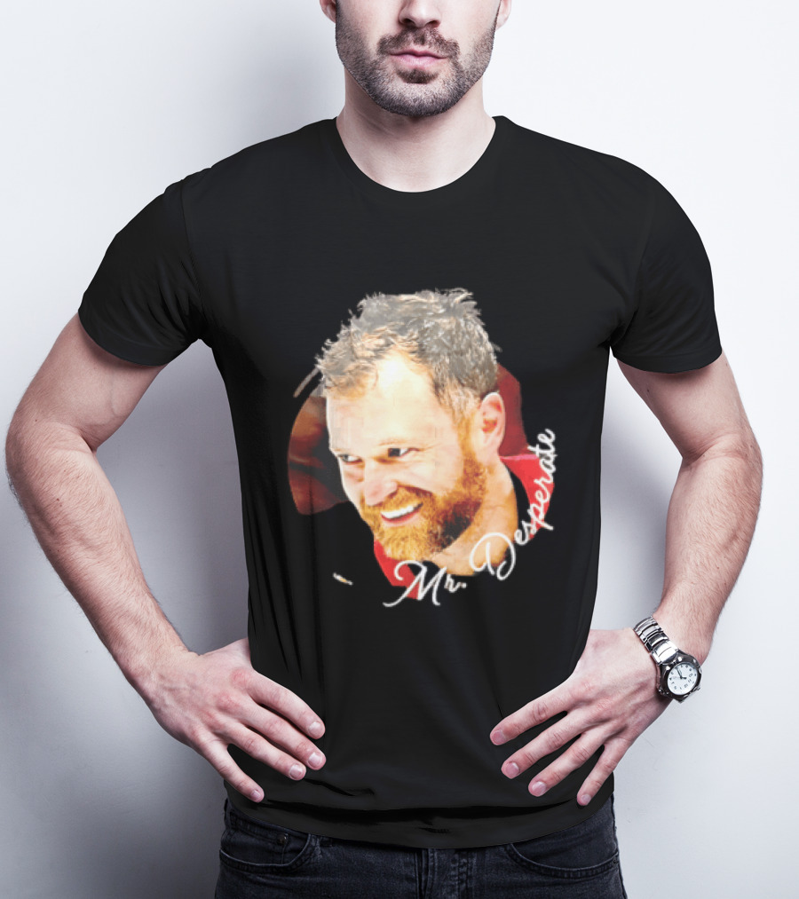 Mr Desperate Smiling Bearded Man Circular Photo T-Shirt