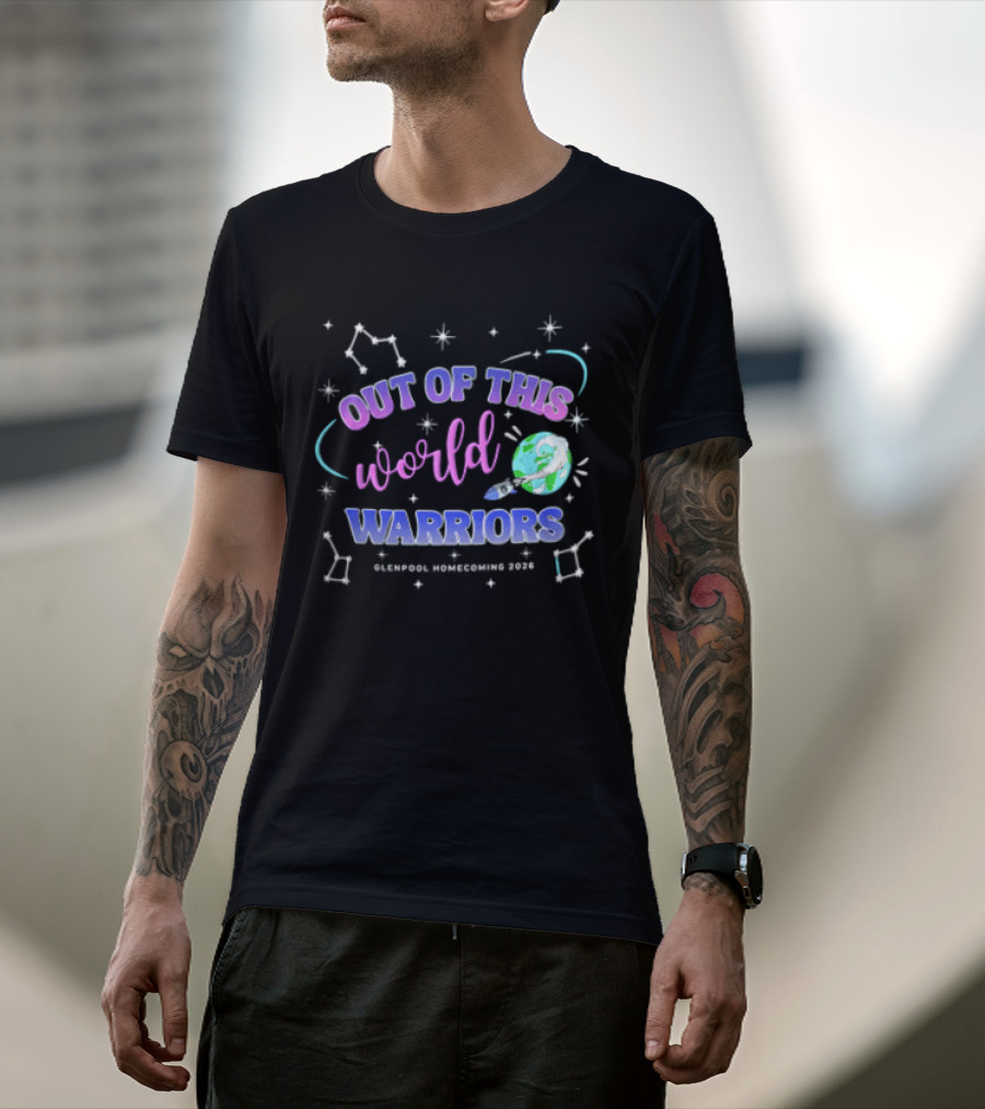 Out Of This World Warriors Glenpool Homecoming 2026 Cartoon Earth Rocket Constellations T-Shirt